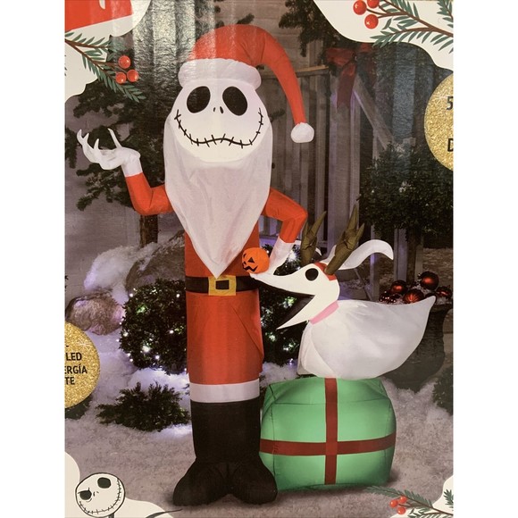 Gemmy | Holiday | 5 Foot Santa Jack Skellington Zero Disney Christmas ...